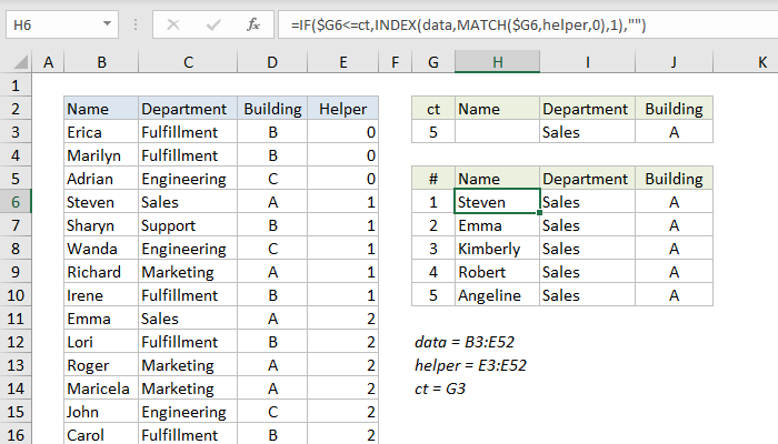 Excel formula: Extract all matches with helper column | Exceljet Excel formula: Extract all matches with helper column | Exceljet